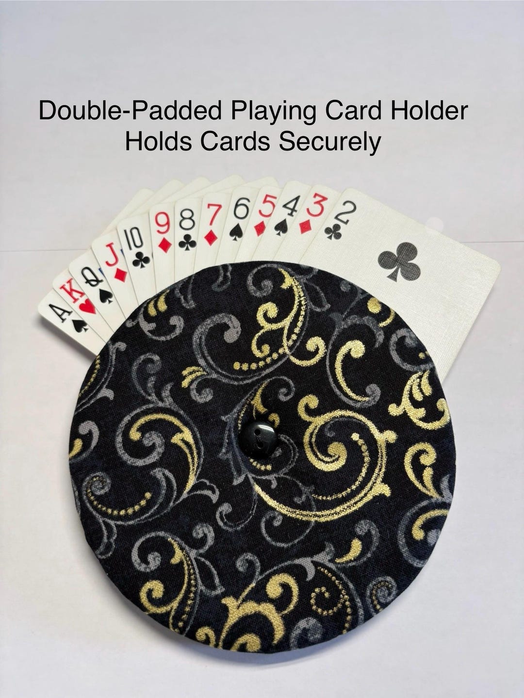 Black With Gold Foil Scroll Playing Card Holder, Double-padded ...