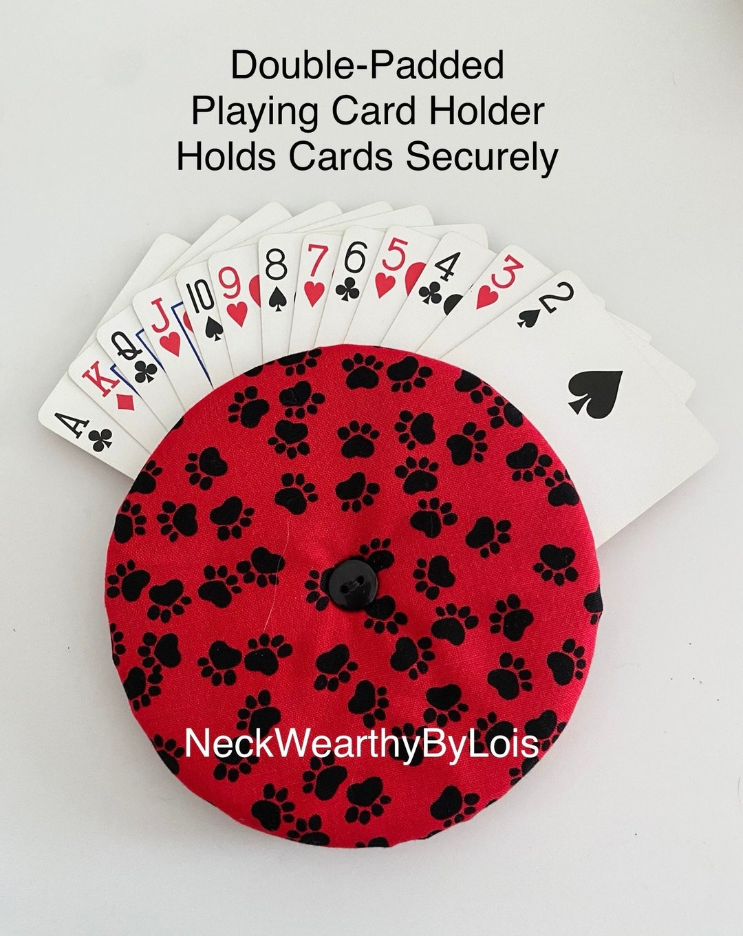 Paws on Red, Double-padded Secure Playing Card Holder, Holds 20+ Cards ...