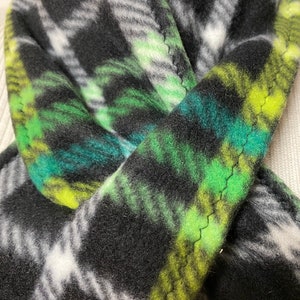 Green Yellow Plaid Fleece Scarf, Reversible With Black Solid, Warm Pull ...