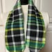 Green Yellow Plaid Fleece Scarf, Reversible With Black Solid, Warm Pull ...