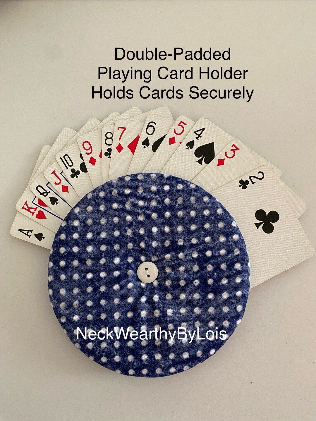 Denim Dots, Double-padded Playing Card Holder, Holds 20+ Cards Securely ...