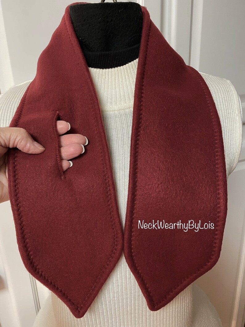 Burgundy Maroon Winter Keyhole Pull-through Double-layer Fleece Scarf ...