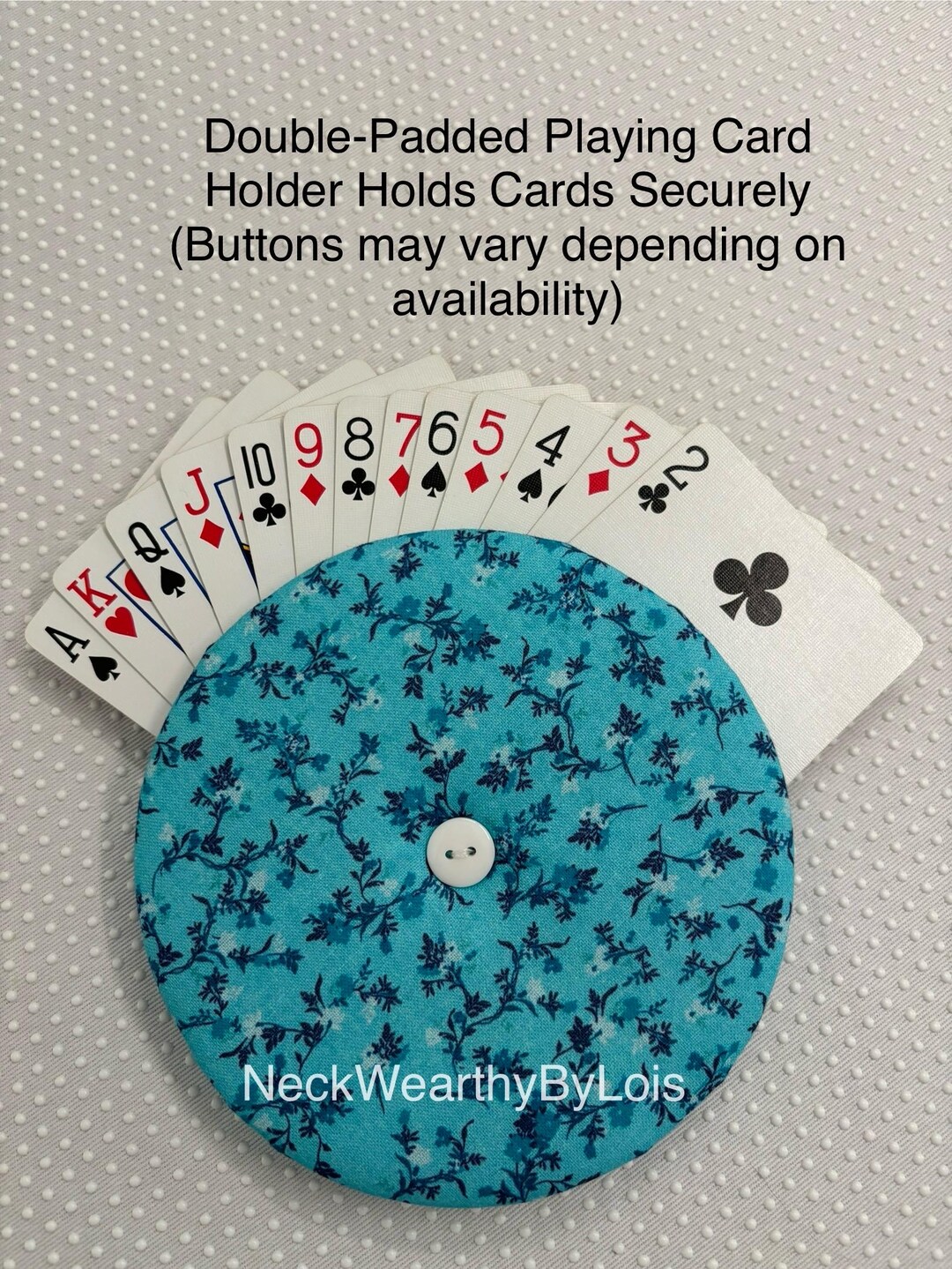 Turquoise Floral, Double-padded Fabric Card Holder, Holds 20+ Cards ...