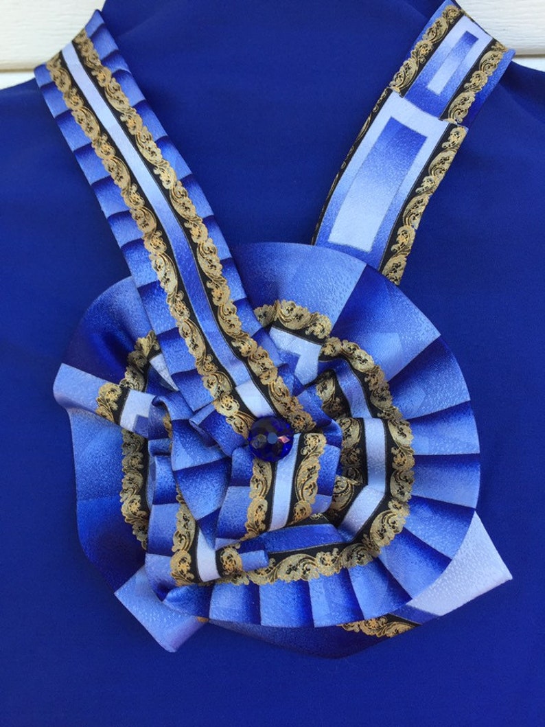 Blue & Gold Necktie Necklace Repurposed Vintage Necktie - Etsy