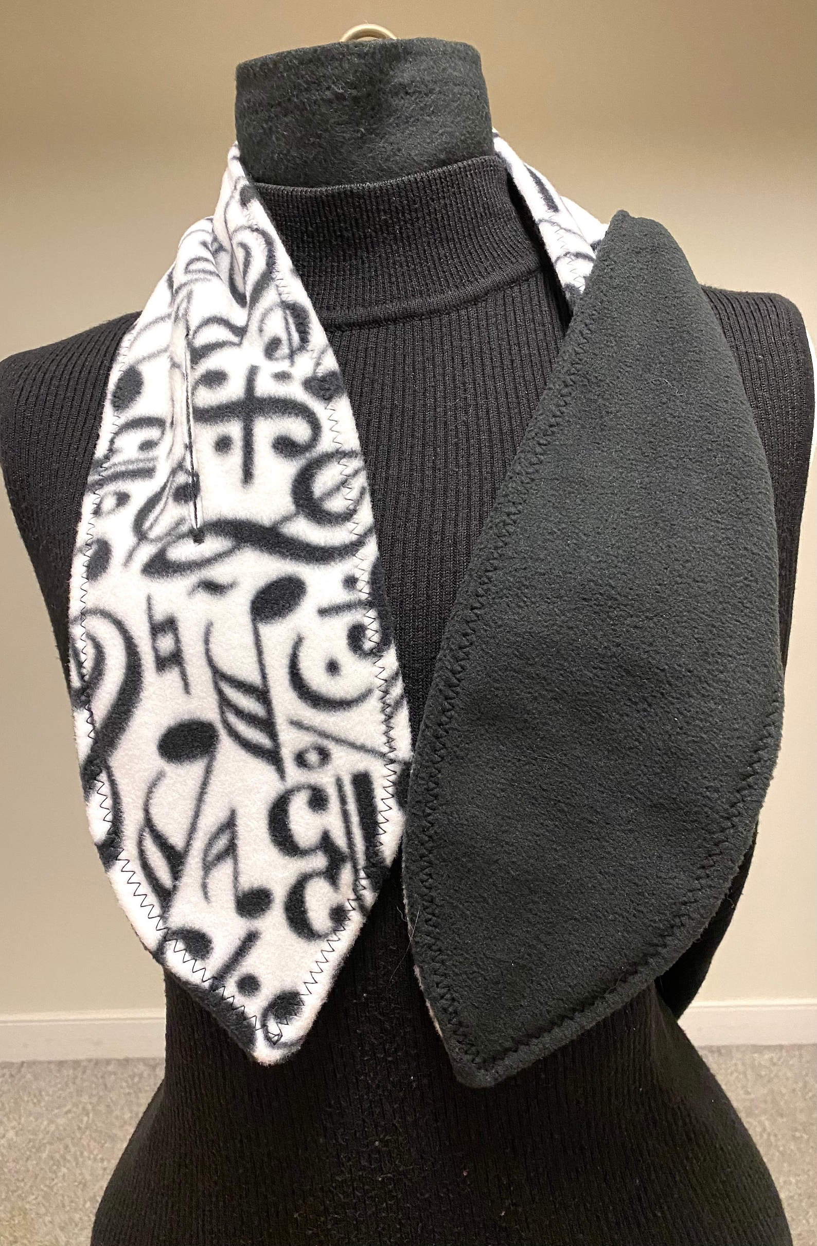 Music Note Scarf Reversible Music Notes With Black Solid - Etsy
