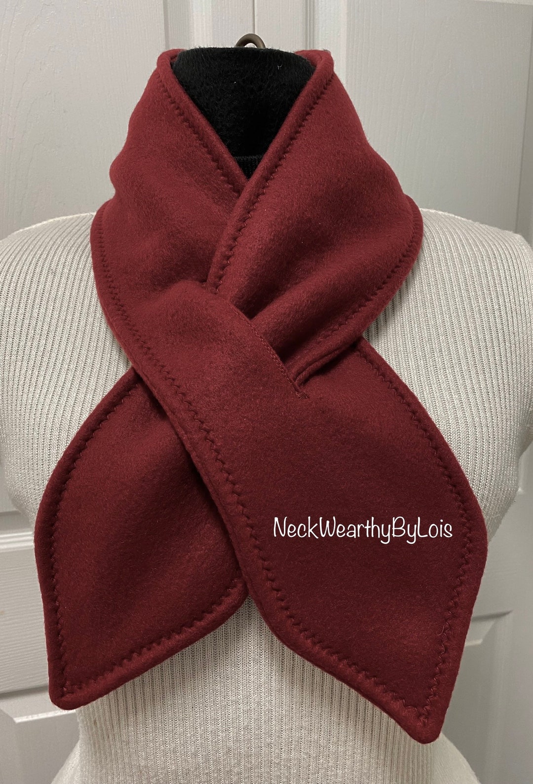 Burgundy Maroon Winter Keyhole Pull-through Double-layer Fleece Scarf ...