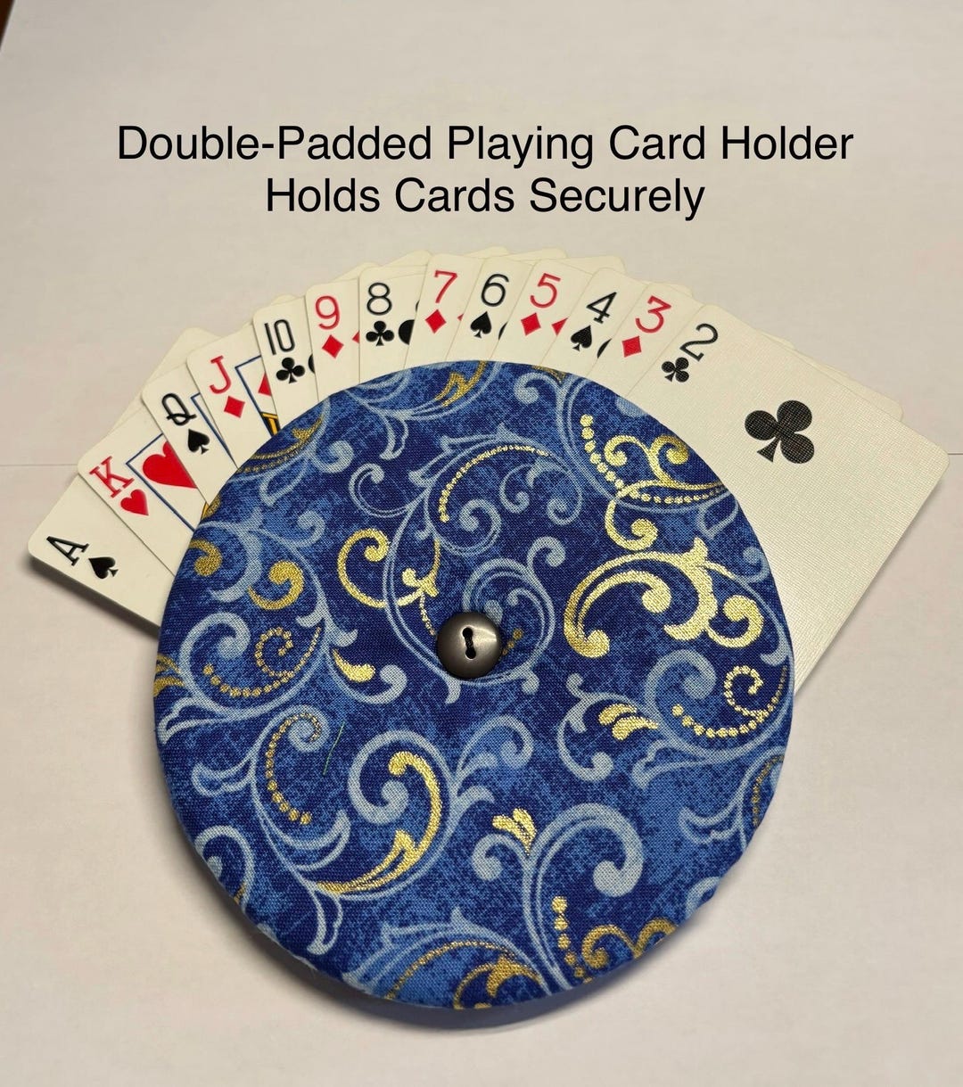 Blue Gold Foil Scroll Playing Card Holder, Double-padded, Securely ...