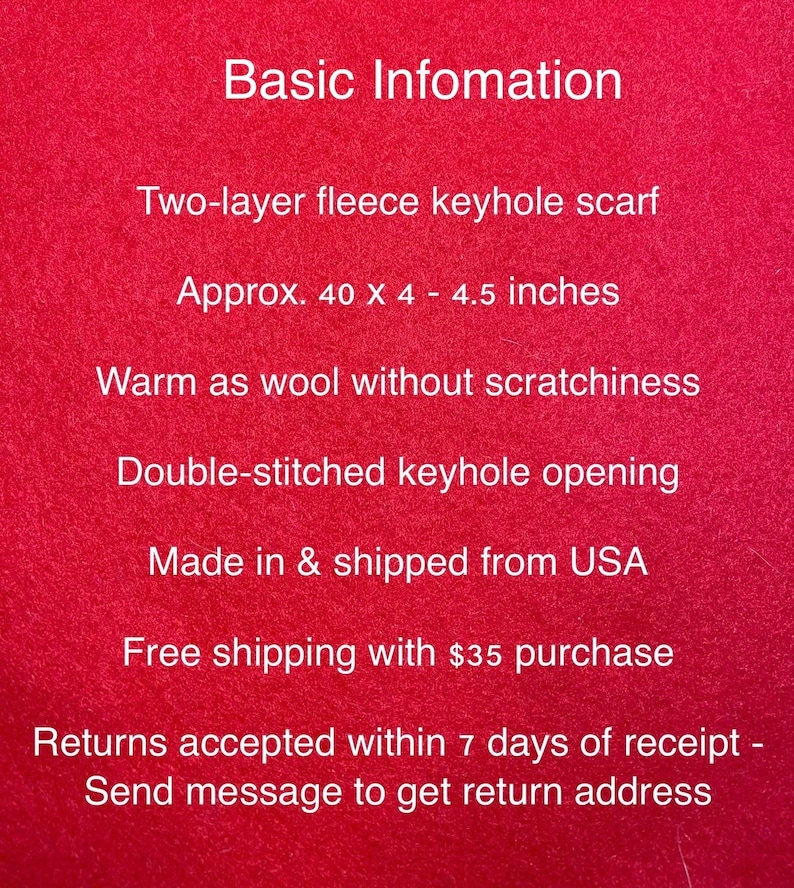 Black Fleece Scarf, Short 40-inch Long Winter Scarf, Small Keyhole Pull ...