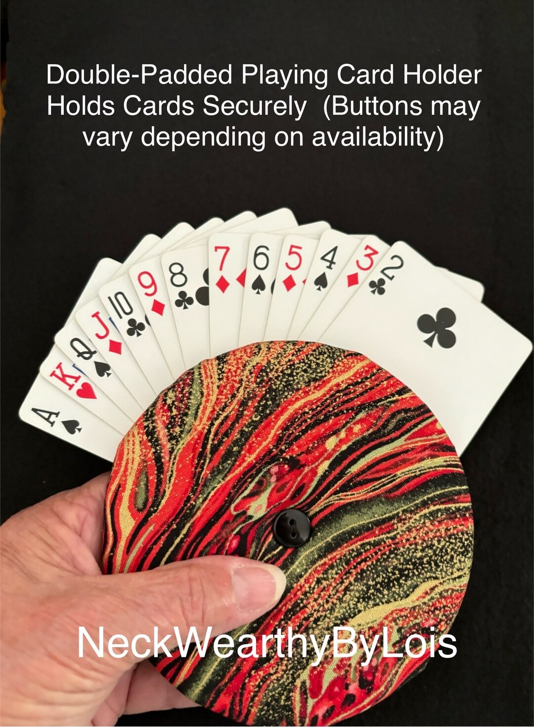 Red Black Gold Foil, Double-padded Secure Playing Card Holder, Holds 20 ...