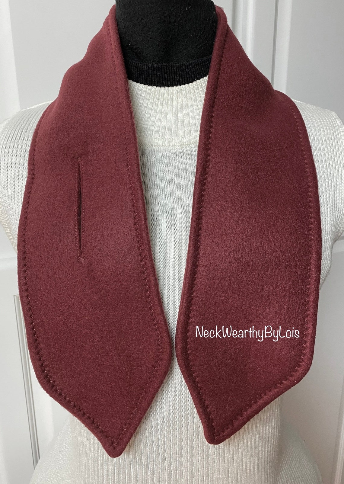 Burgundy Maroon Winter Keyhole Pull-through Double-layer Fleece Scarf ...