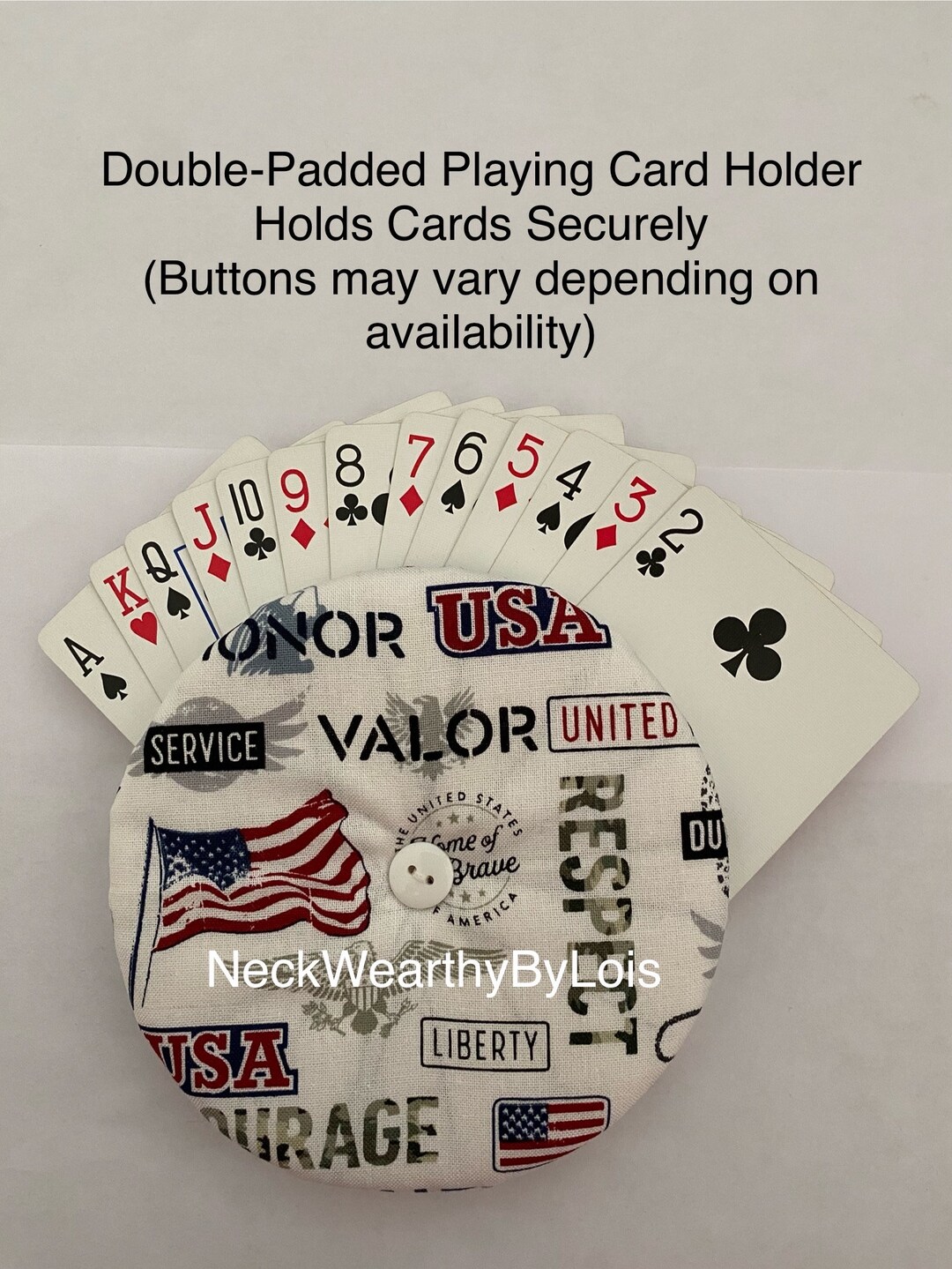 Playing Card Holder, America (white) Double-padded Fabric, Securely ...
