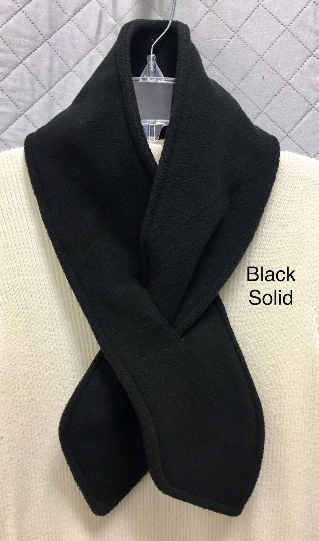 Black Fleece Scarf, Small Winter Scarf, Keyhole Pull Through Scarf ...