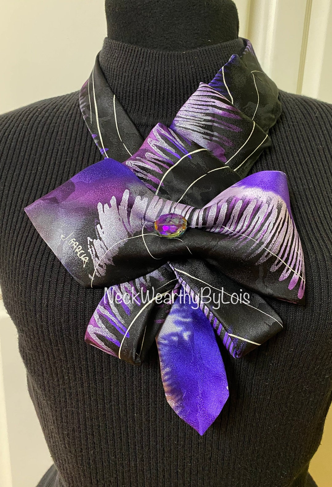 Purple, Black Repurposed J Garcia Necktie, Bow Necktie Statement ...
