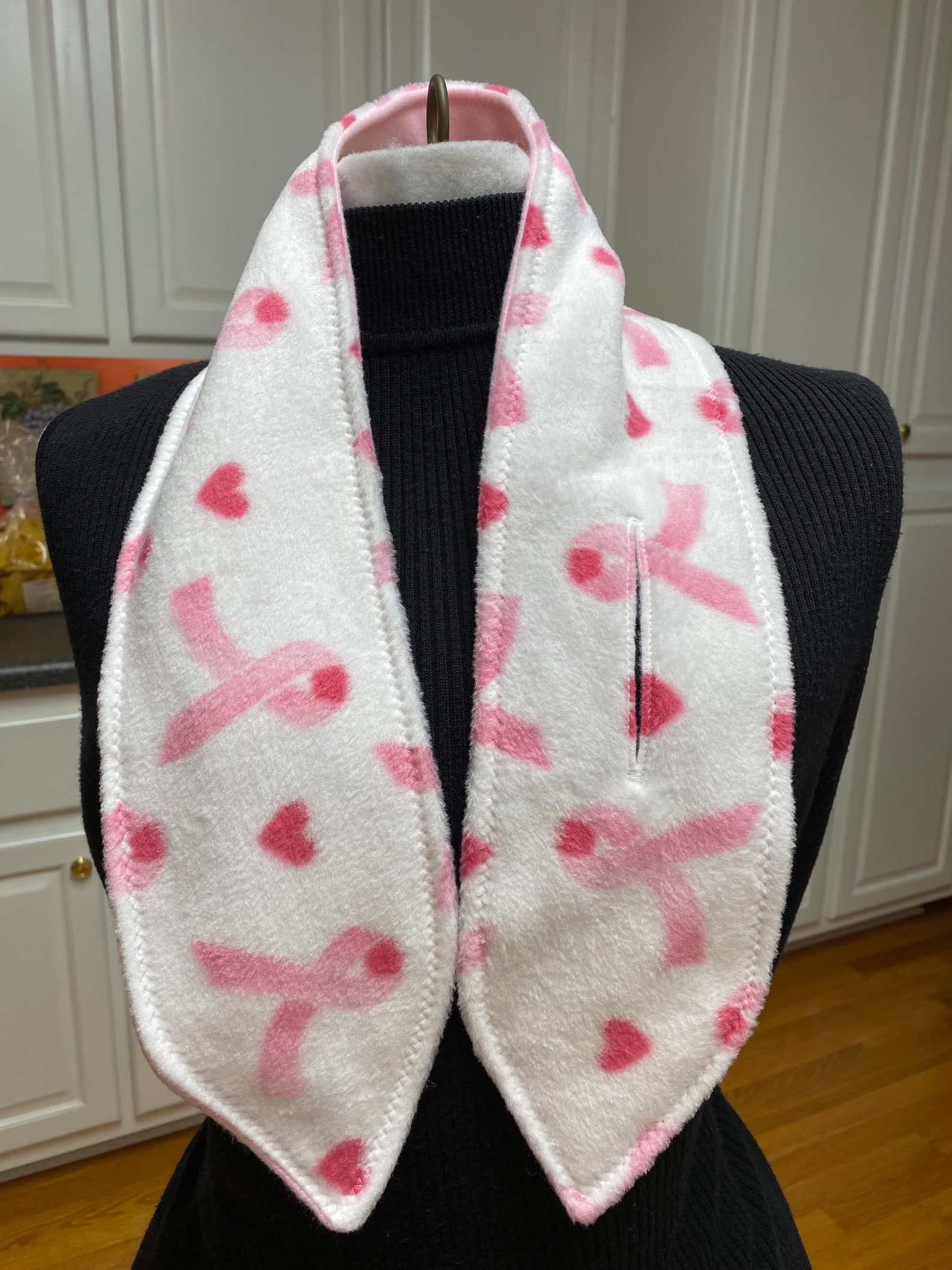 Pink Ribbon Fleece Scarf Breast Cancer Awareness Keyhole | Etsy