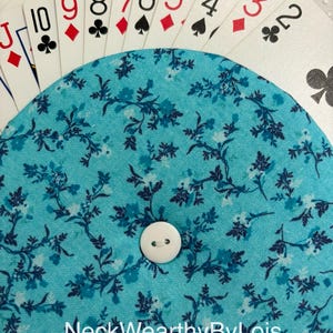 Turquoise Floral, Double-padded Fabric Card Holder, Holds 20+ Cards ...