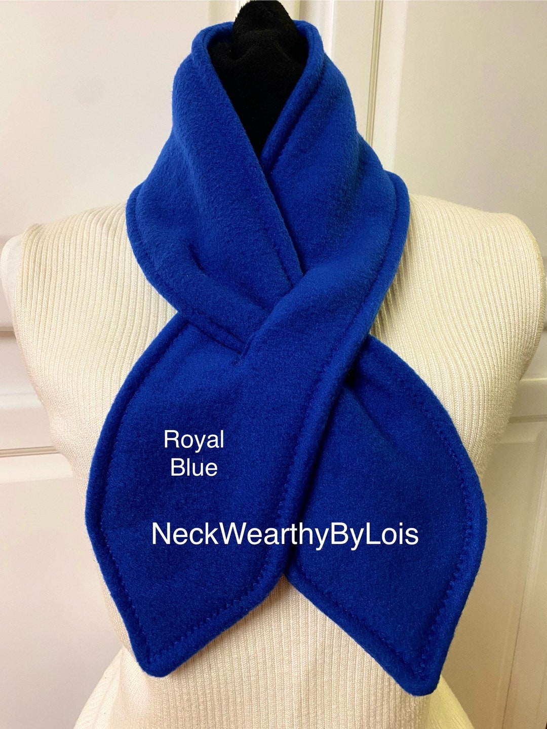 Blue Royal Blue Scarf, Pull Through Scarf, Short Winter Scarf, Short ...
