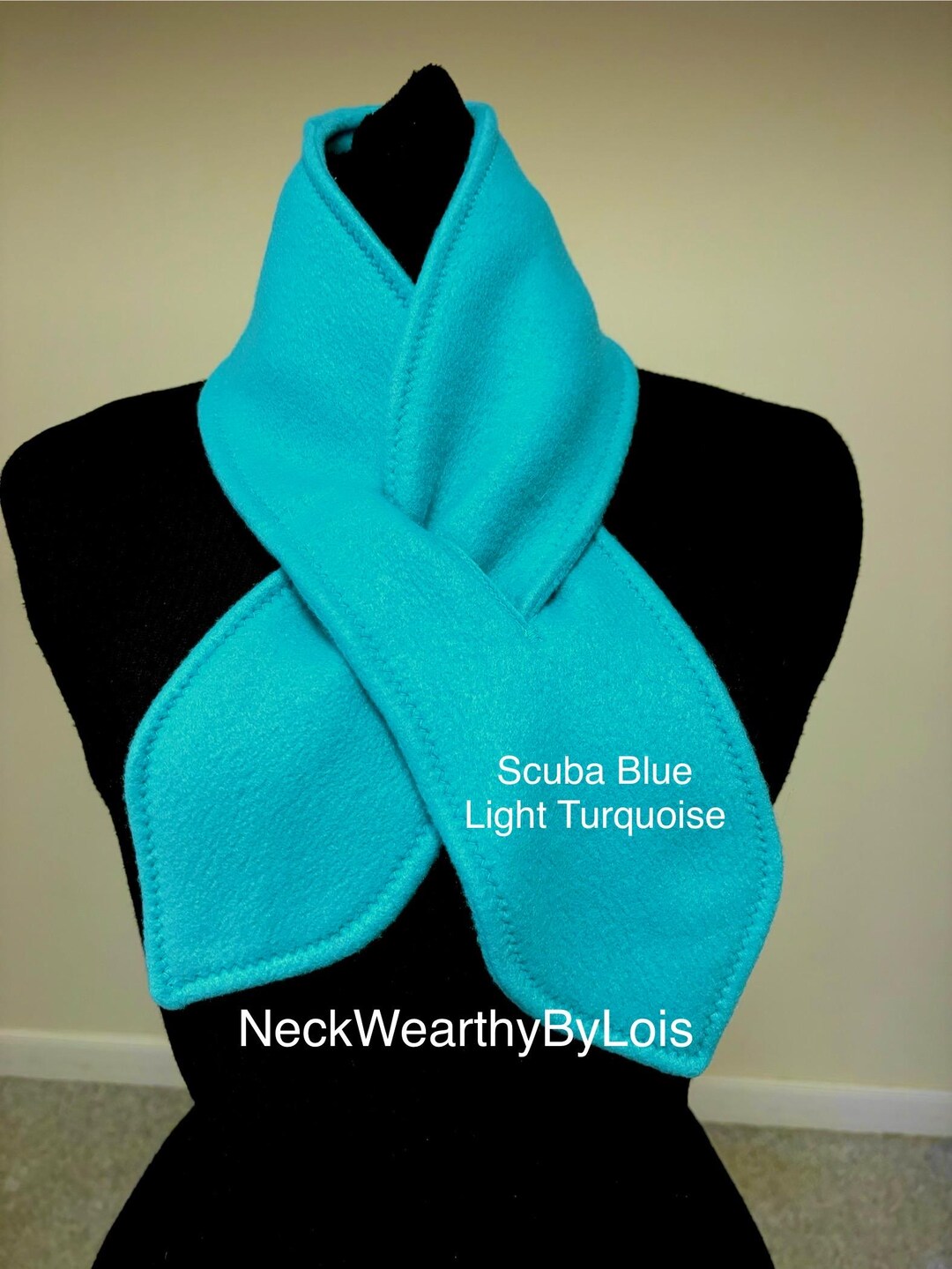 Light Turquoise Scuba Blue Neck Warmer Scarf, Keyhole Pull Through ...