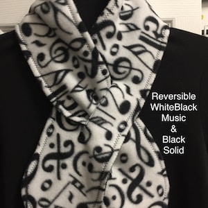 Music Note Scarf, Reversible Music Notes With Black Solid, Pull-through ...