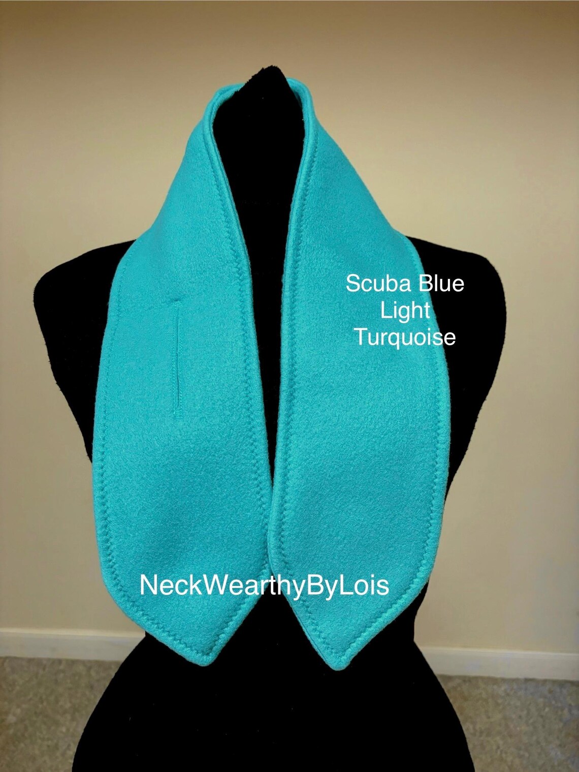 Light Turquoise Scuba Blue Neck Warmer Scarf, Keyhole Pull Through ...