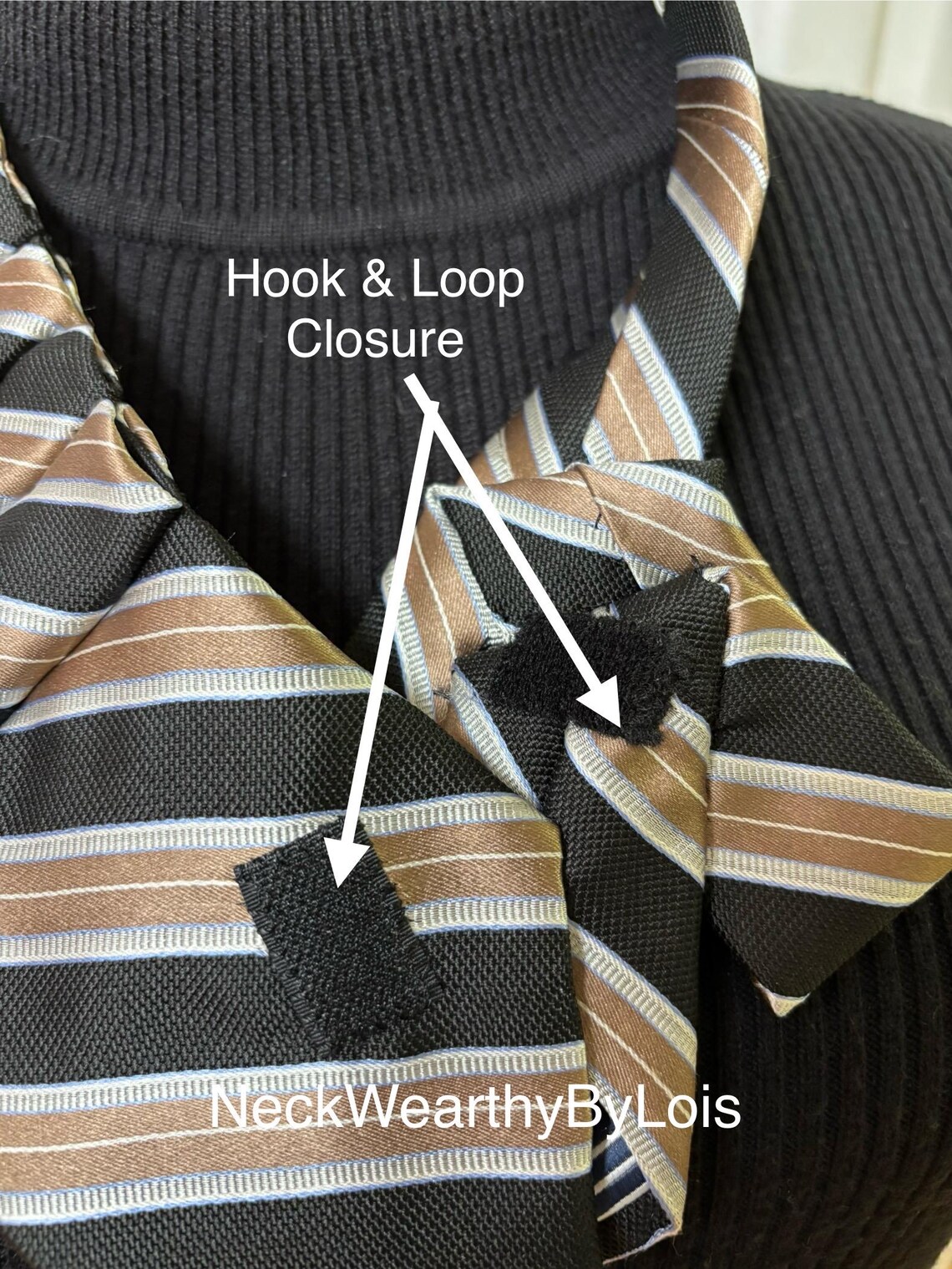Black, Camel, White Necktie Necklace, Collar Necklace, Repurposed ...