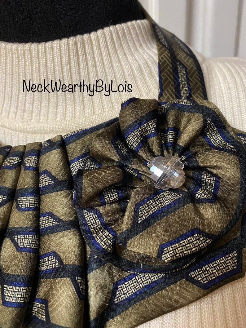 Green Silk Necktie Collar Scarf, Repurposed Necktie, Statement Necklace ...