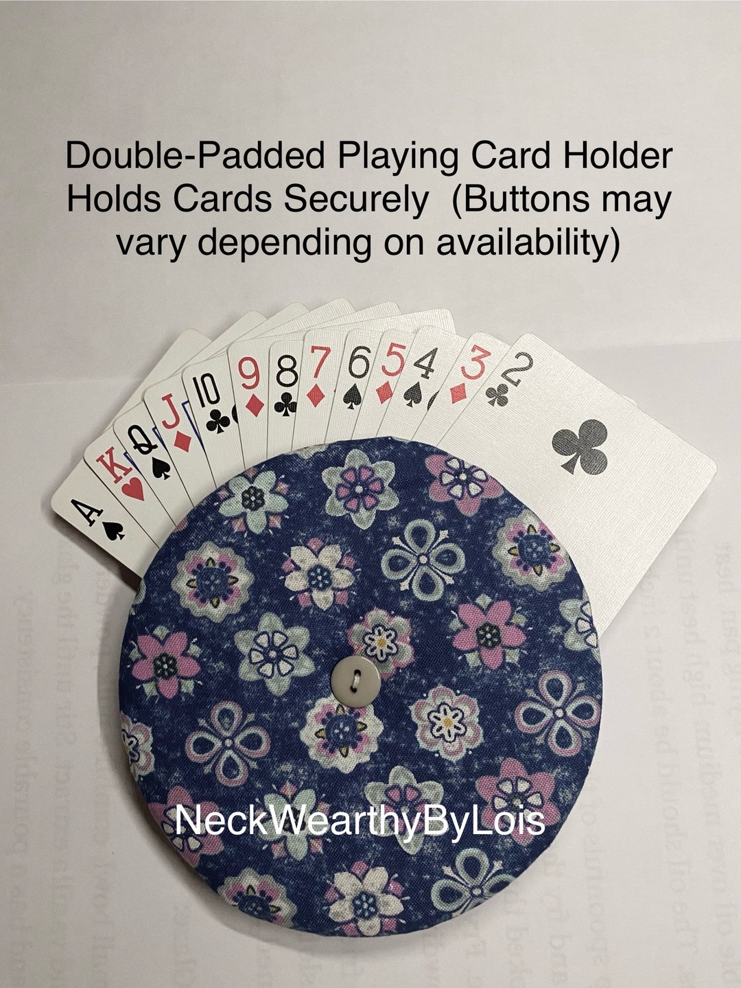 Flowers on Blue, Double-padded Fabric Card Holder, Holds 20 Cards ...