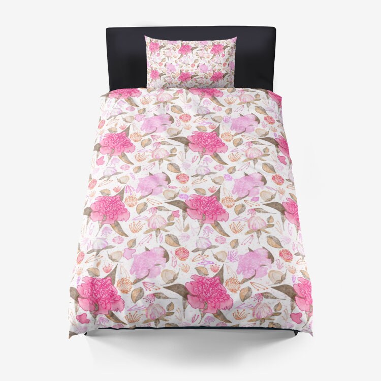 Peonies Abound Pattern in Pink Bed and Bath Collection | Etsy
