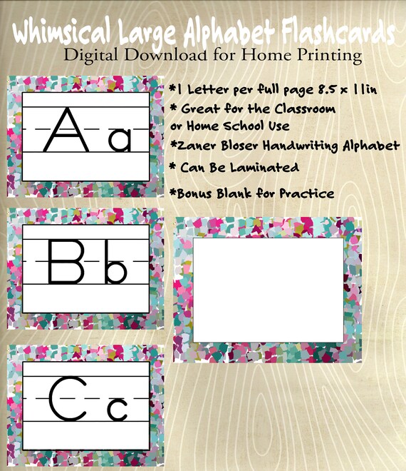 Whimsical Large Alphabet Flashcards/Home School/ Teaching | Etsy