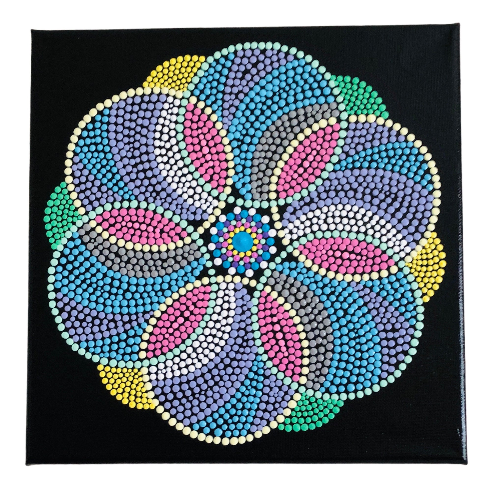 10x10 Unique Mandala Dot Art Design on Stretched Canvas, Affordable ...