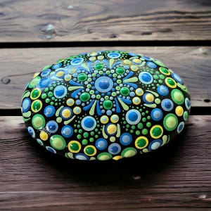 Mandala Dot Art on Natural Stone, One of a Kind Affordable Gift of Art ...