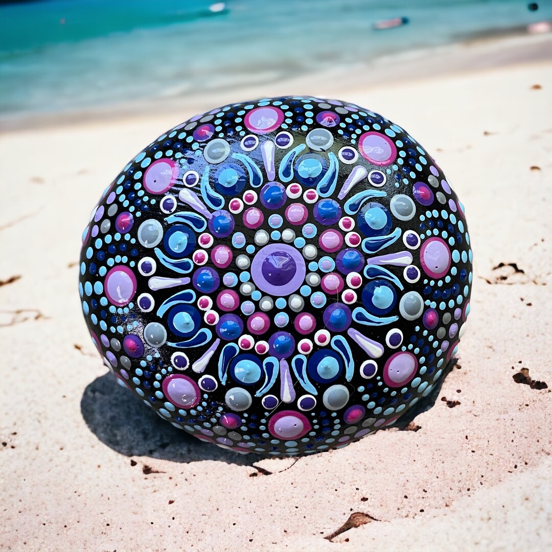Mandala Painted Rock Art, Dotted Stone for Home or Garden Accent, Gift ...