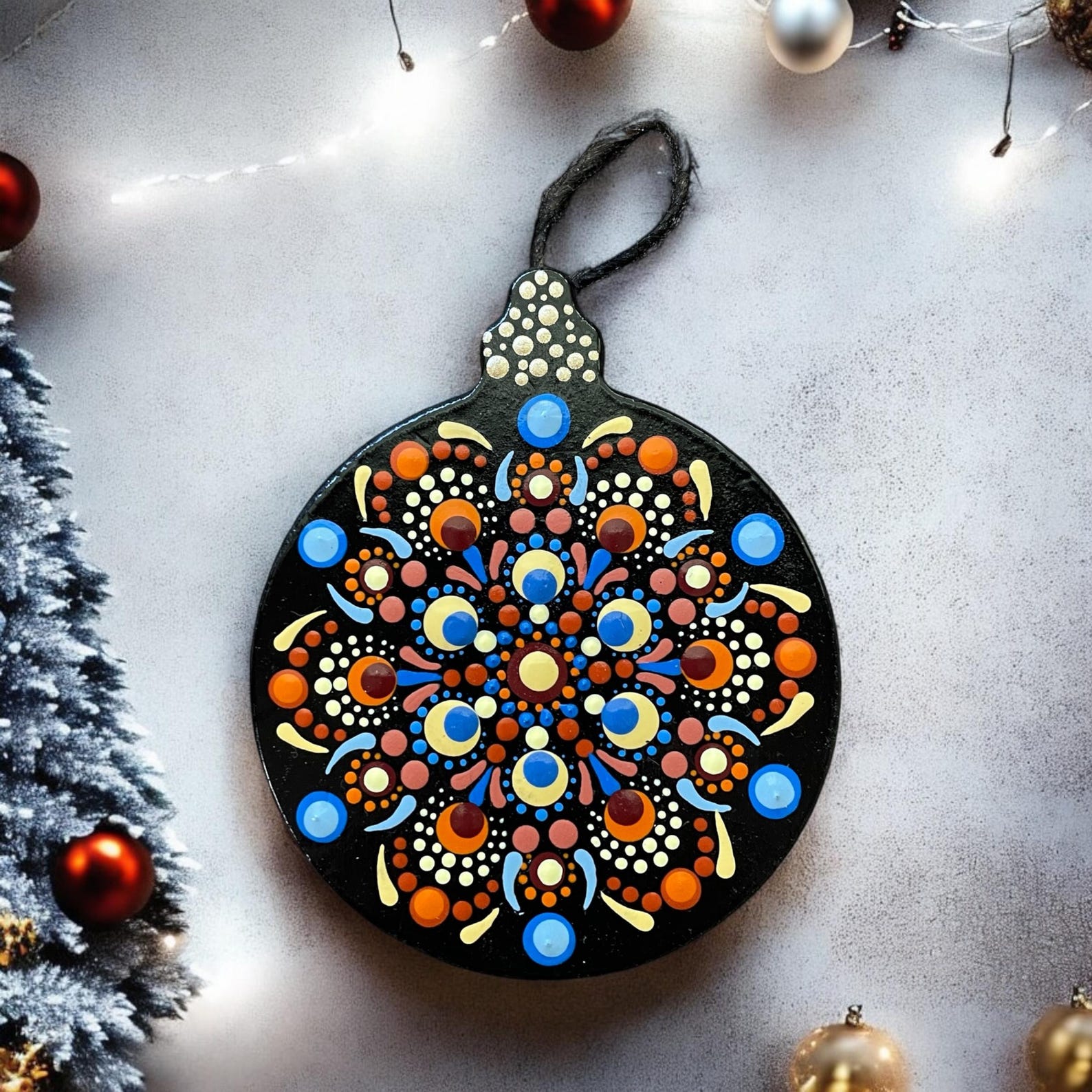 Mandala Dot Art Christmas Ornament: Hand-painted Wood - Etsy