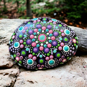Multi Colored Dotted Rock Art, Unique Gift, Home or Garden Decor Accent ...