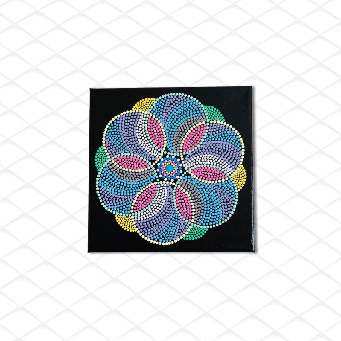 10x10 Unique Mandala Dot Art Design on Stretched Canvas, Affordable ...