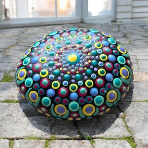 Mandala Dot Art on Natural Stone, One of a Kind Affordable Gift of Art ...