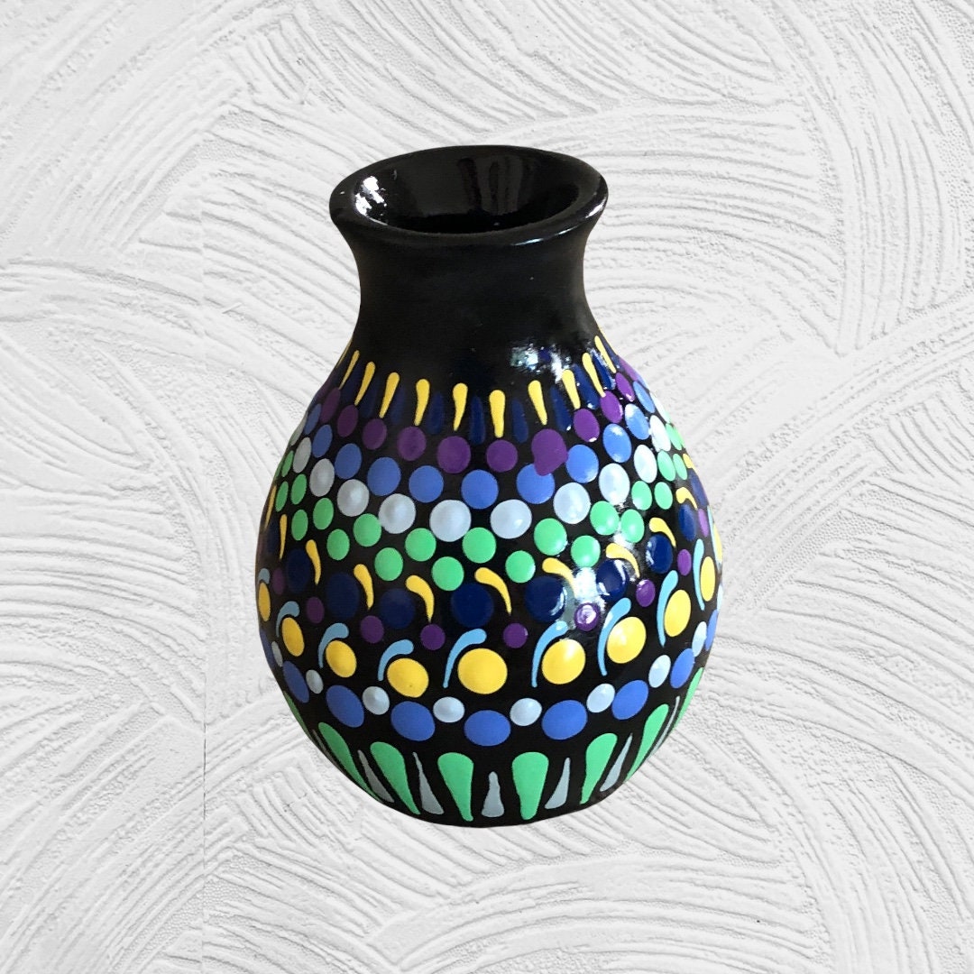 Hand-dotted Mandala Mini Vase: Colorful Ceramic Art - Etsy