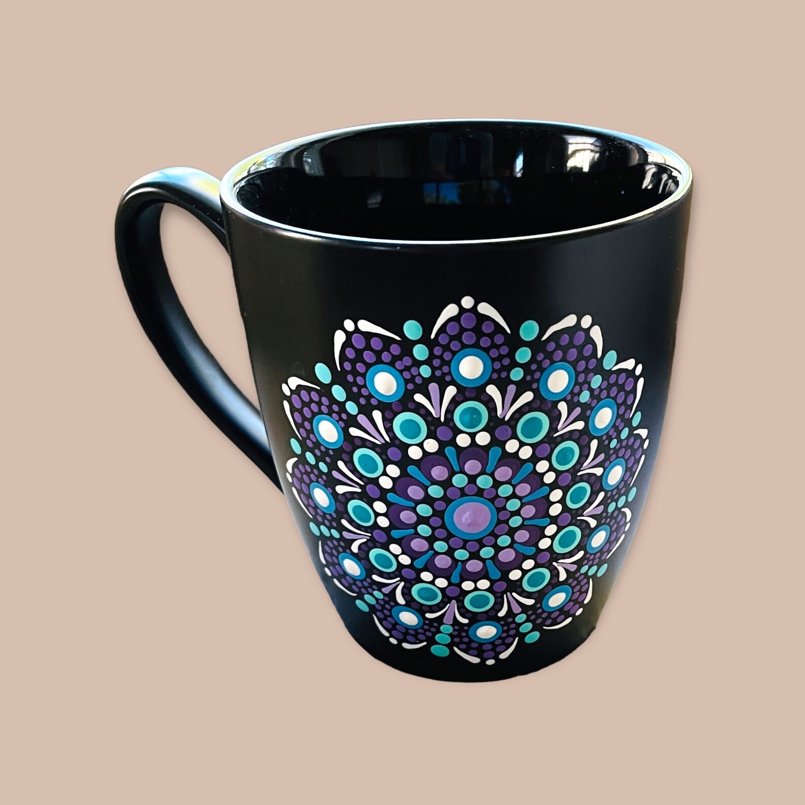 Mandala Dot Art Ceramic Mug Hand Painted Multicolored Coffee - Etsy