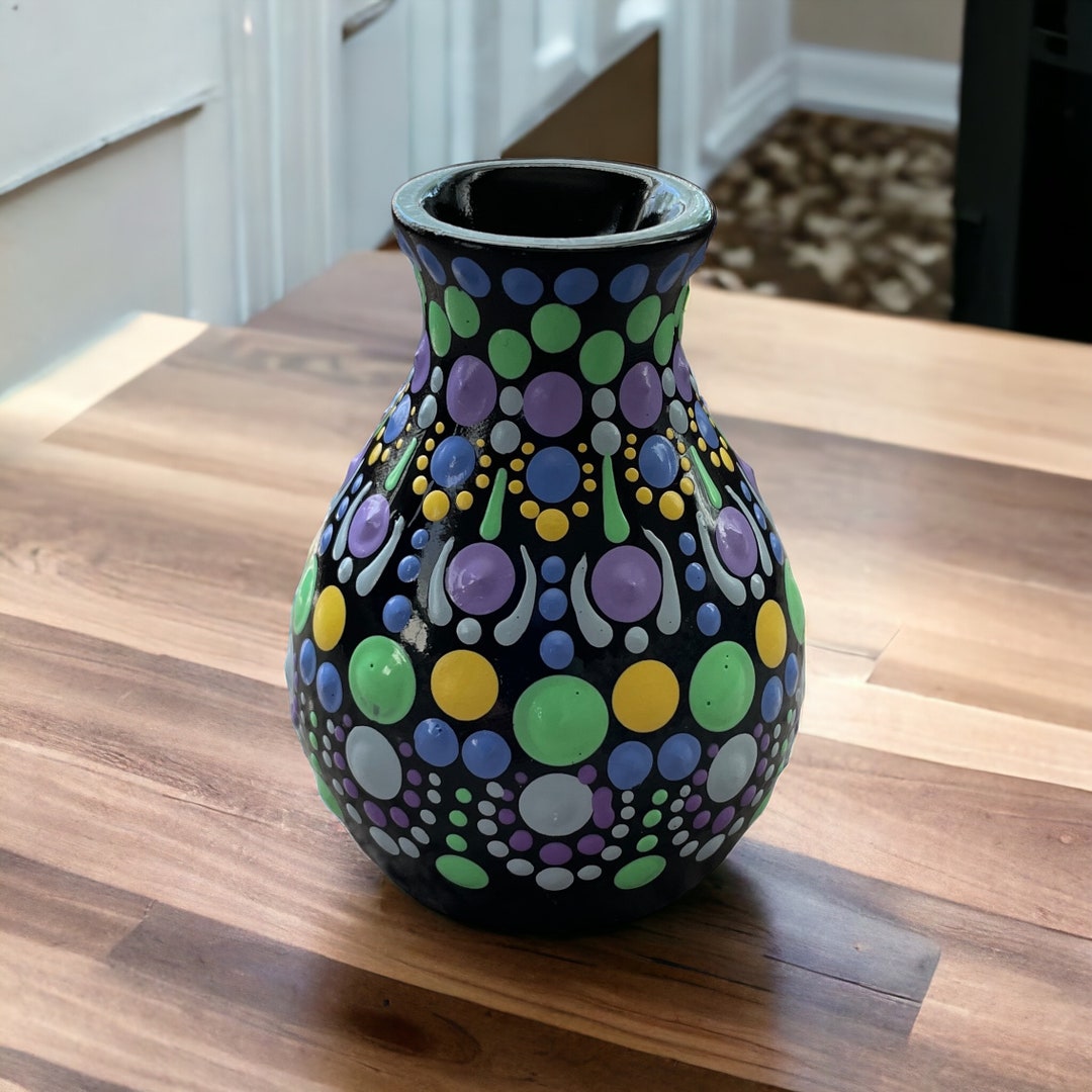 Hand Painted Mandala Dotted Mini Vase, Gift for Friend or Loved One - Etsy