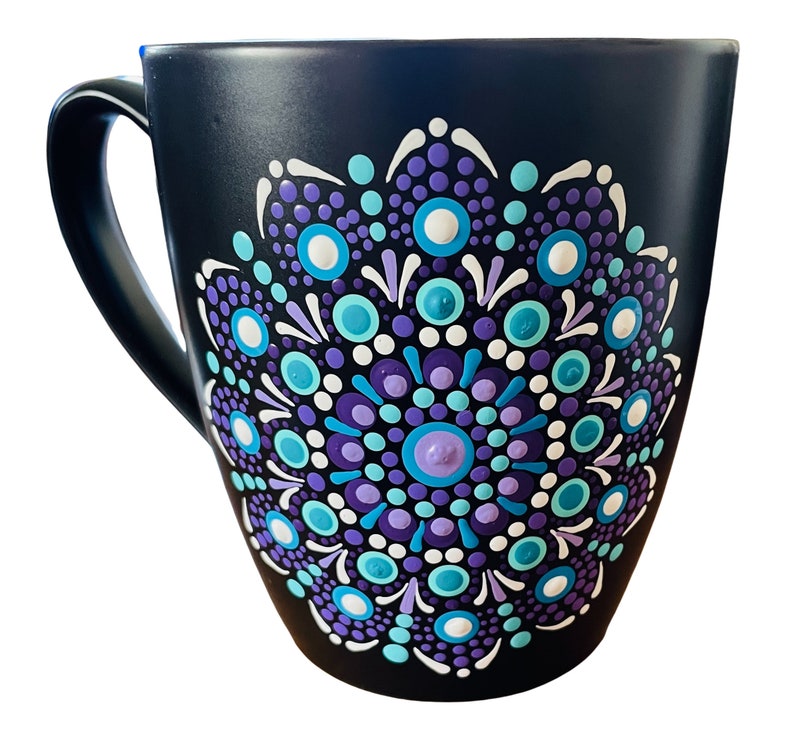 Mandala Dot Art Ceramic Mug Hand Painted Multicolored Coffee - Etsy