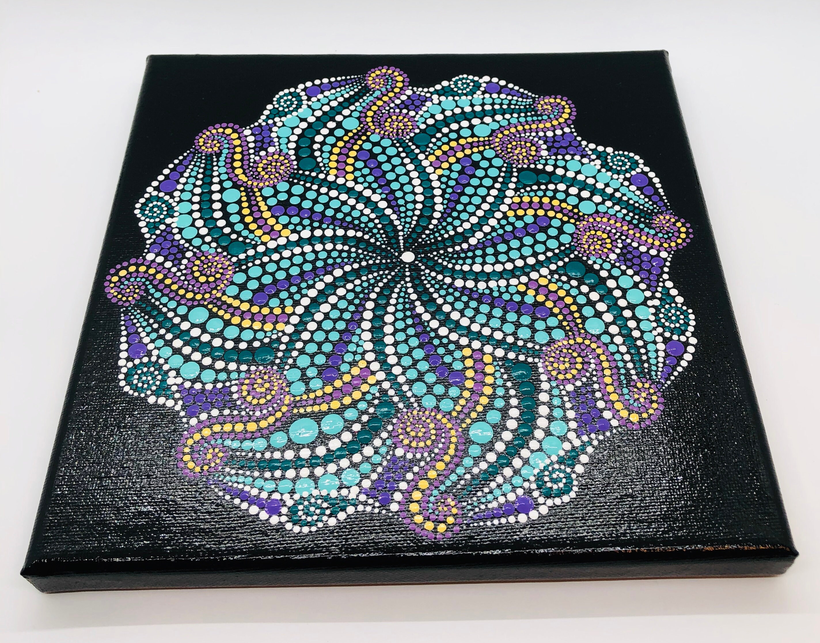 Painted Mandala Artwork on 8x8 Stretched Canvas, Affordable Art Home ...
