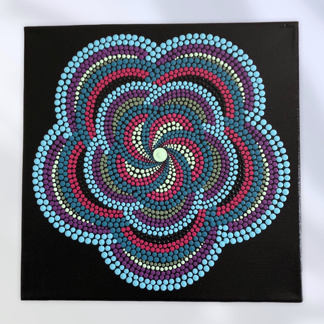Mandala Dot Art Canvas Painting, 10x10 Original Mandala Art on ...