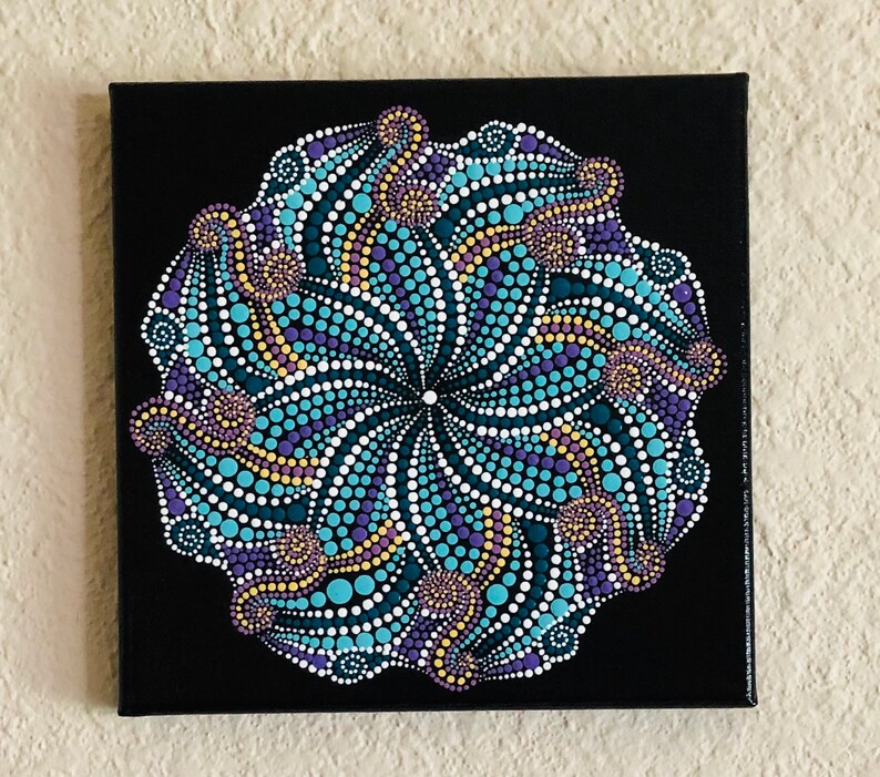 Painted Mandala Artwork on 8x8 Stretched Canvas, Affordable Art Home ...