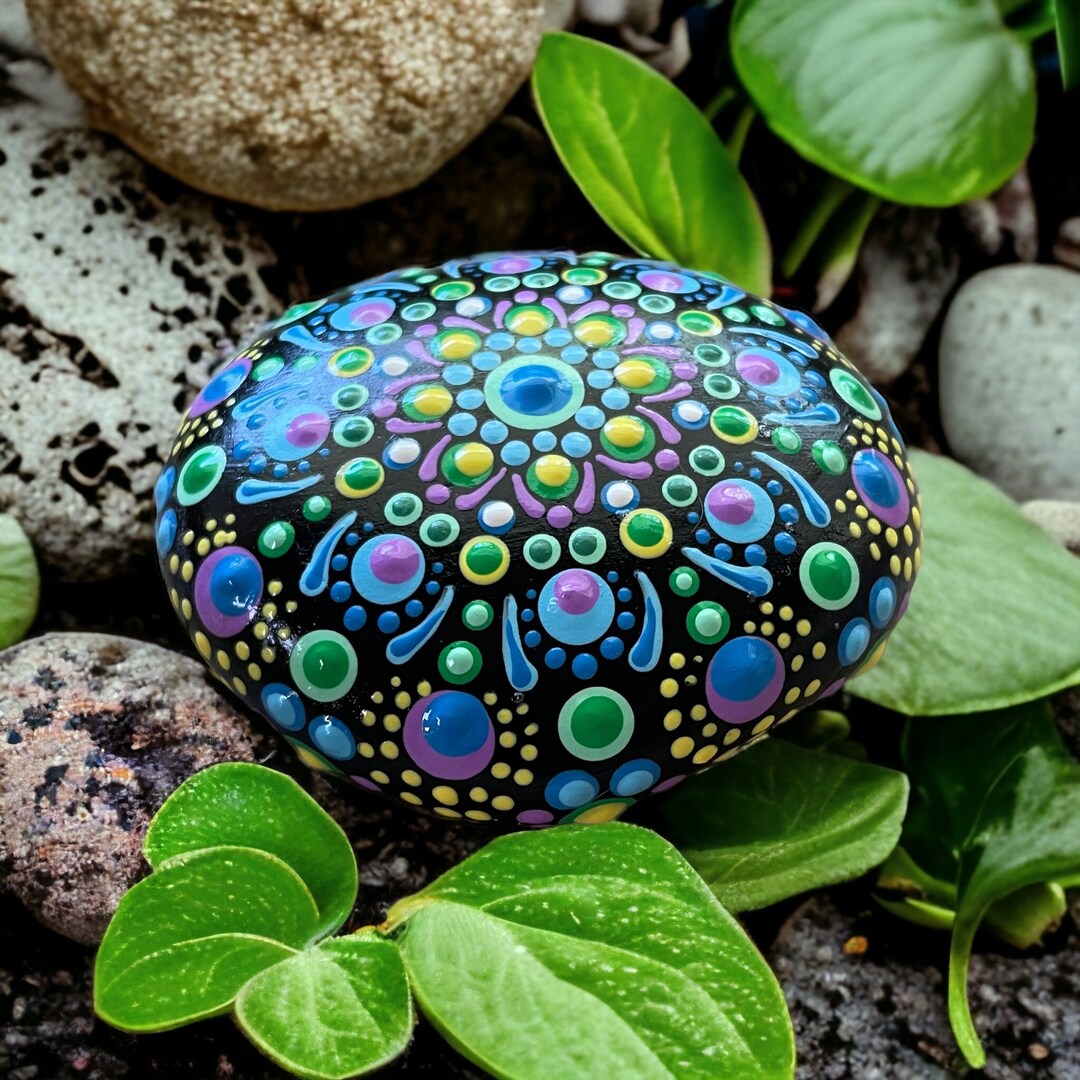 Mandala Dotted Rock Art One of a Kind Creative Hand Painted - Etsy