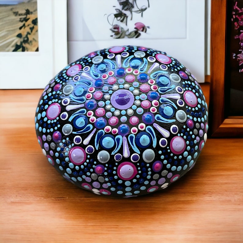 Mandala Painted Rock Art Dotted Stone for Home or Garden - Etsy
