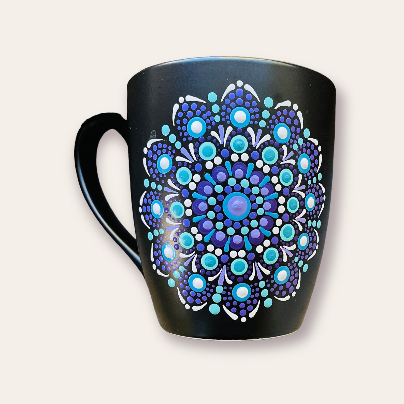 Mandala Dot Art Ceramic Mug Hand Painted Multicolored Coffee - Etsy