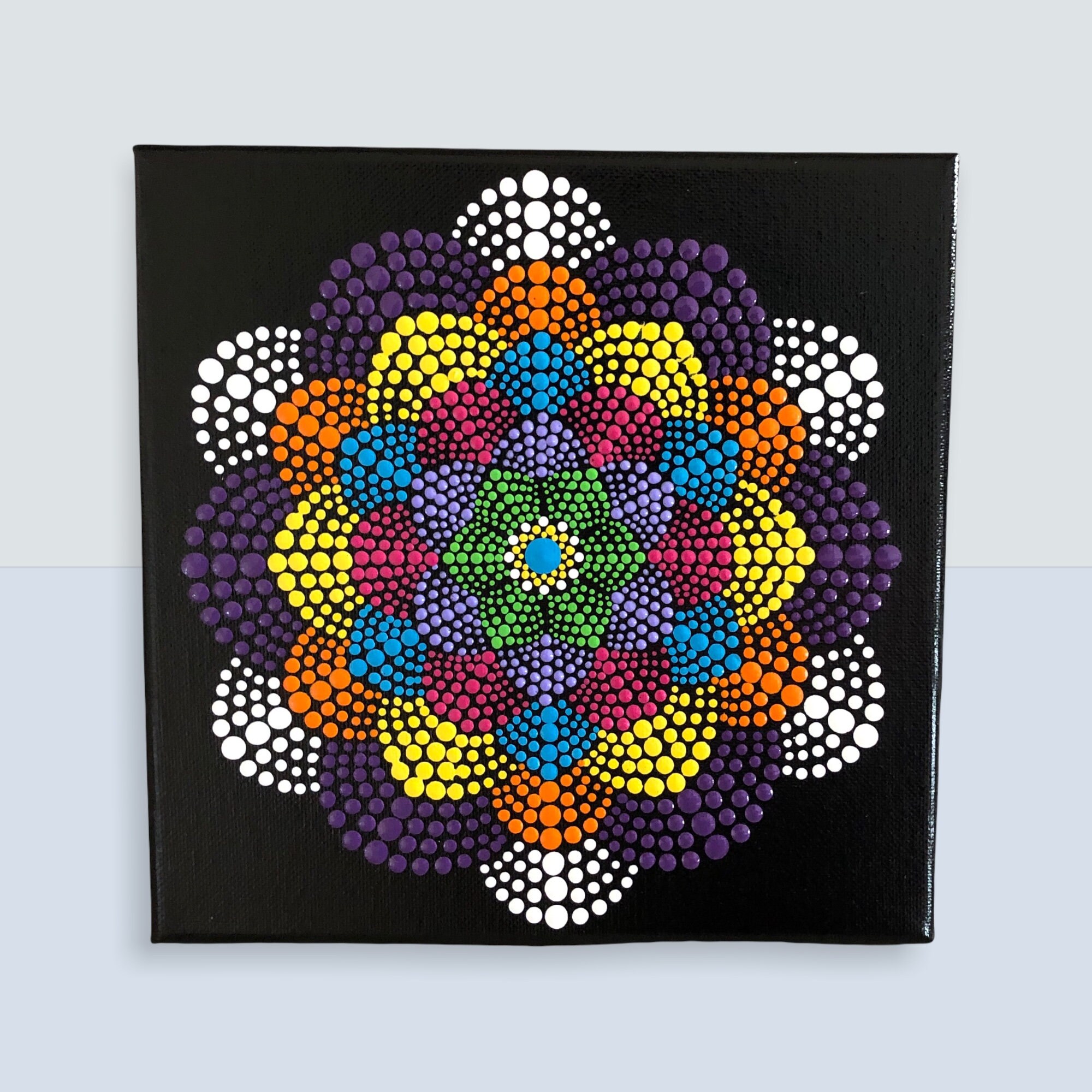 Hand Painted Mandala on 8x8 Stretched Canvas, Affordable Home Decor - Etsy