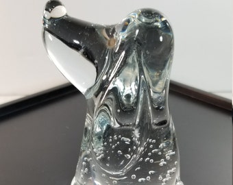 Clear Glass Dog Figurine - Etsy