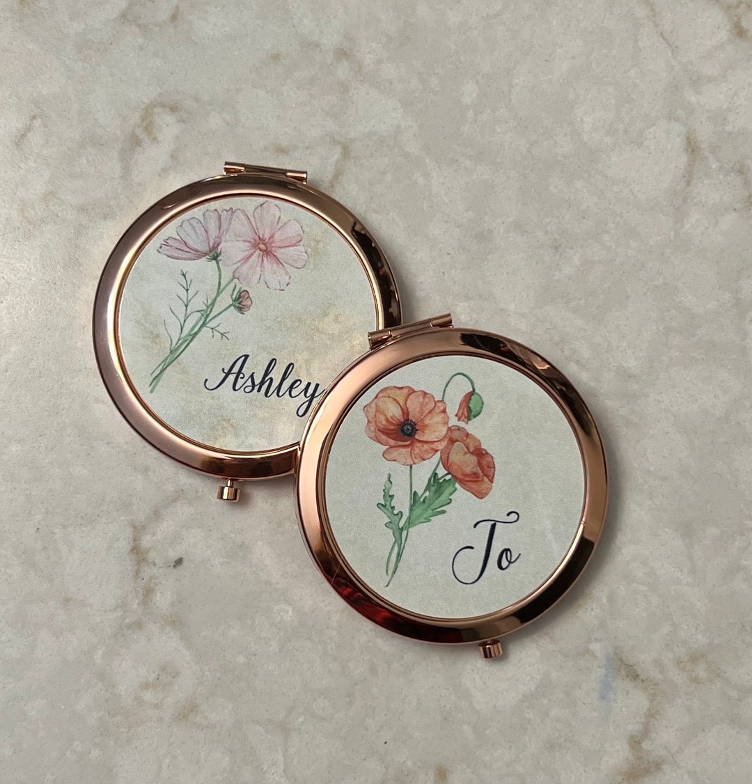 Personalized Birthday Flower Small Compact Mirror / Purse Mirror ...