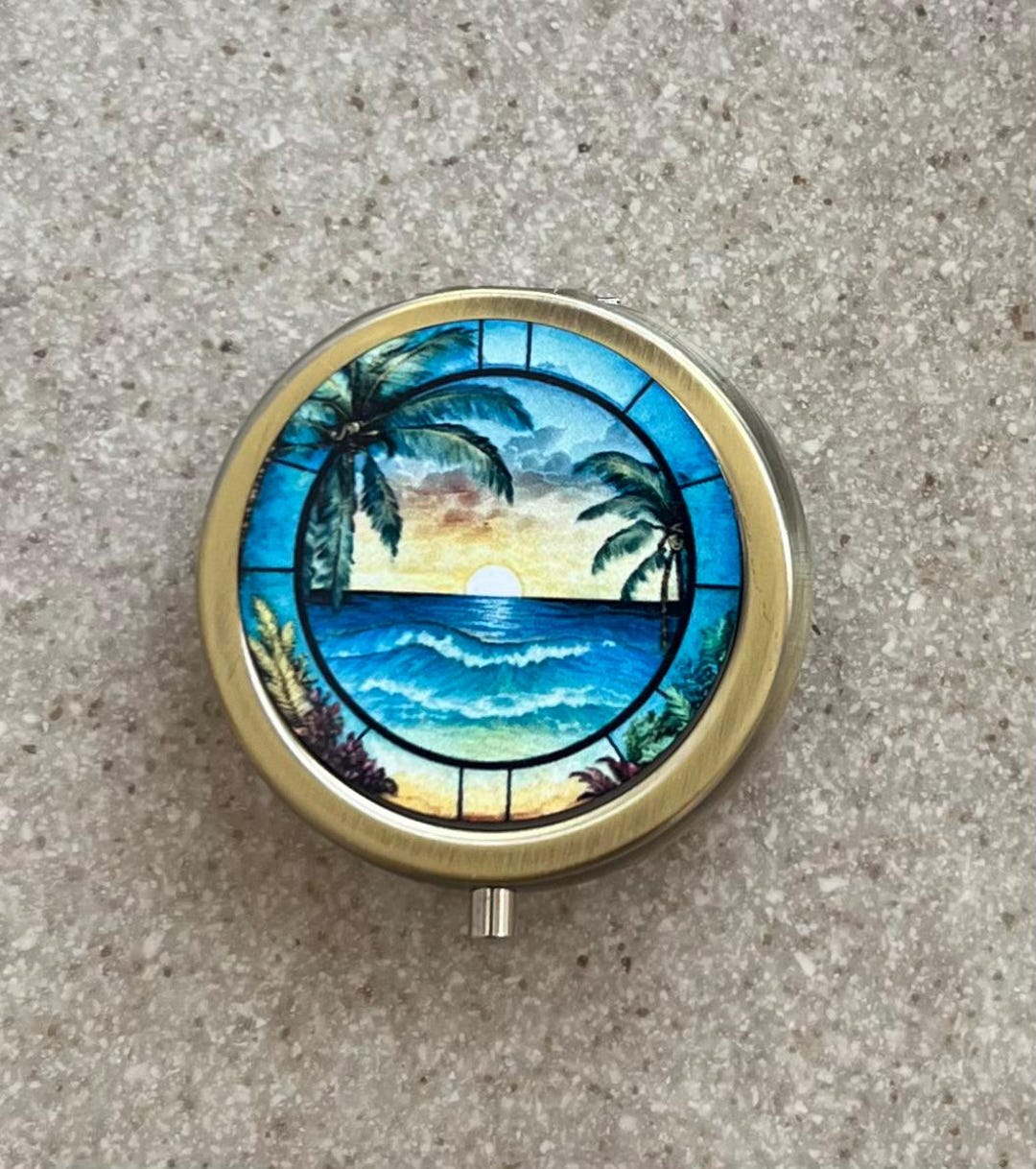 Tropical Scene Pill Box Case | Palm Tree Trinket Box - Etsy