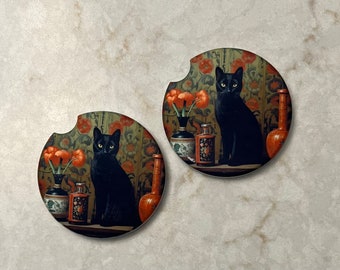 Cat Car Cup Holder Coaster Set, 2 Pack, Mix & Match Colors, Cat Lovers ...